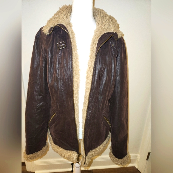 giacca | Jackets & Coats | Giacca Faux Suede Sherpa Trim Jacket Brown ...